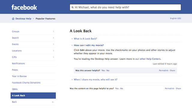 Facebook Look Back